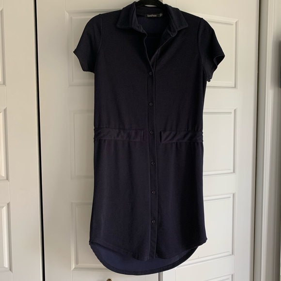 Boohoo | Dresses | Navy Blue Collared Dress | Poshmark
